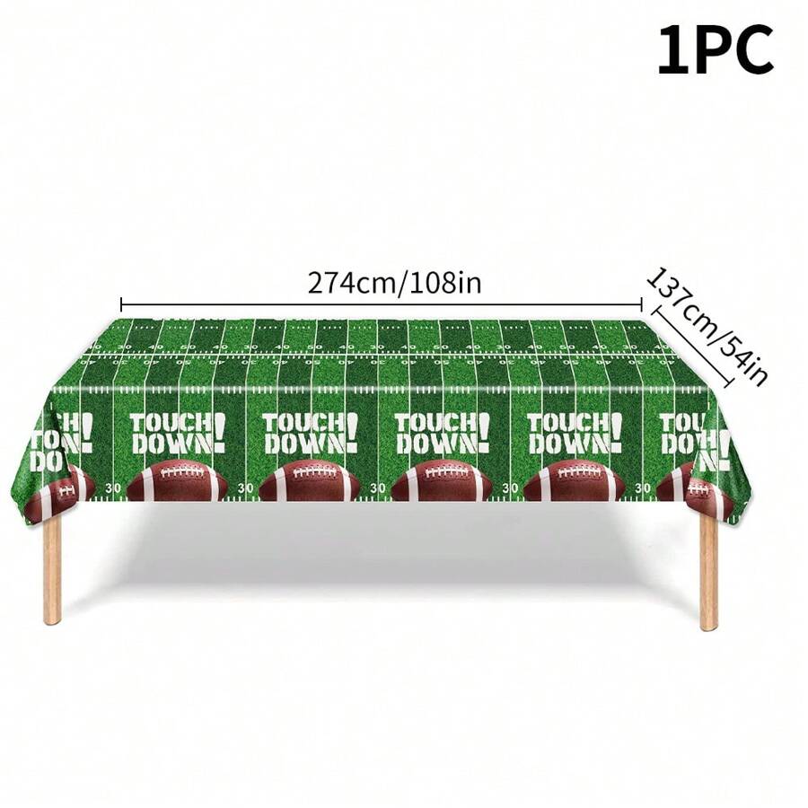1Pc, Football Tablecloth, Rectangle Football Table Cover Plastic ...