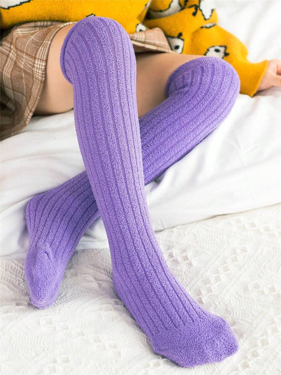 3 Pairs Girls Orange Tube Wide Rib Cozy Winter Warmly Halloween Slouch ...