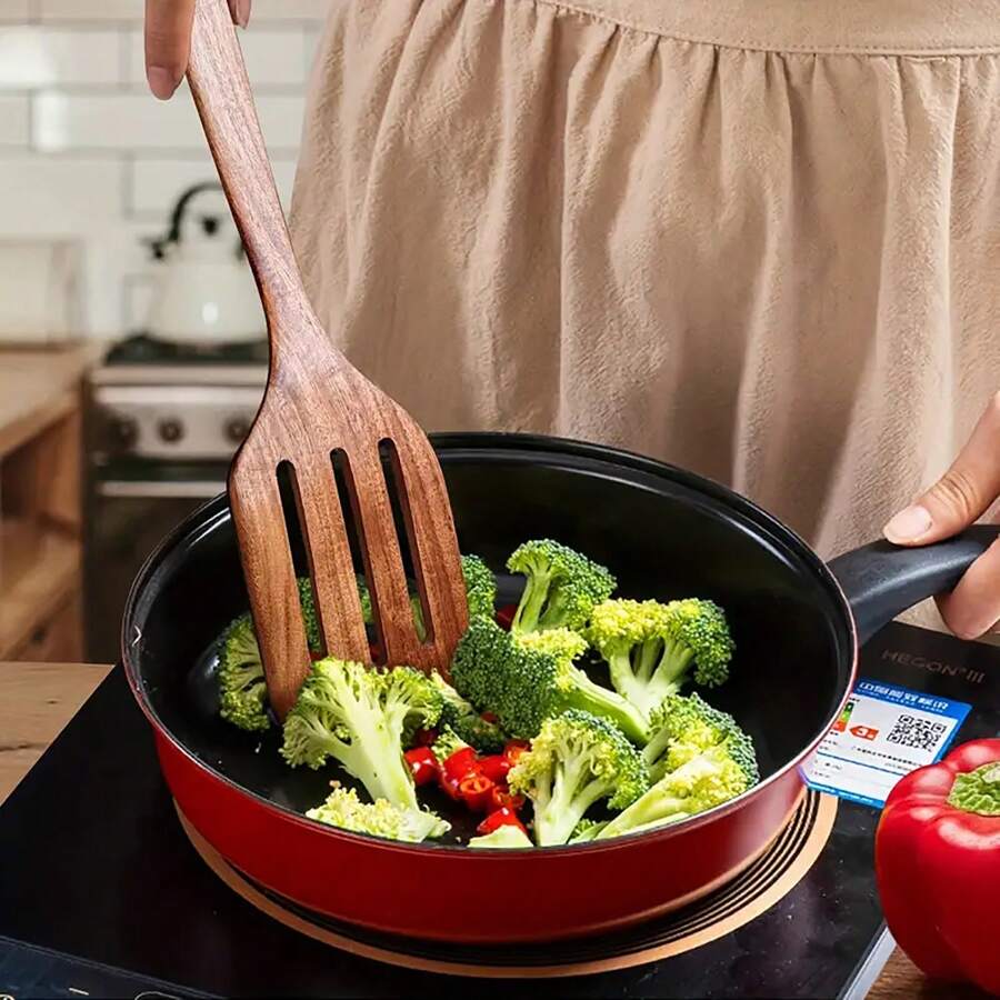 5pcs Wood Kitchen Utensils Set - Non-Stick Cooking Tools, Includes ...