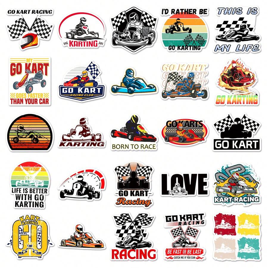 50PCS Kart Car Stickers Racing Stickers Vehicle Stickers Racing Decals ...