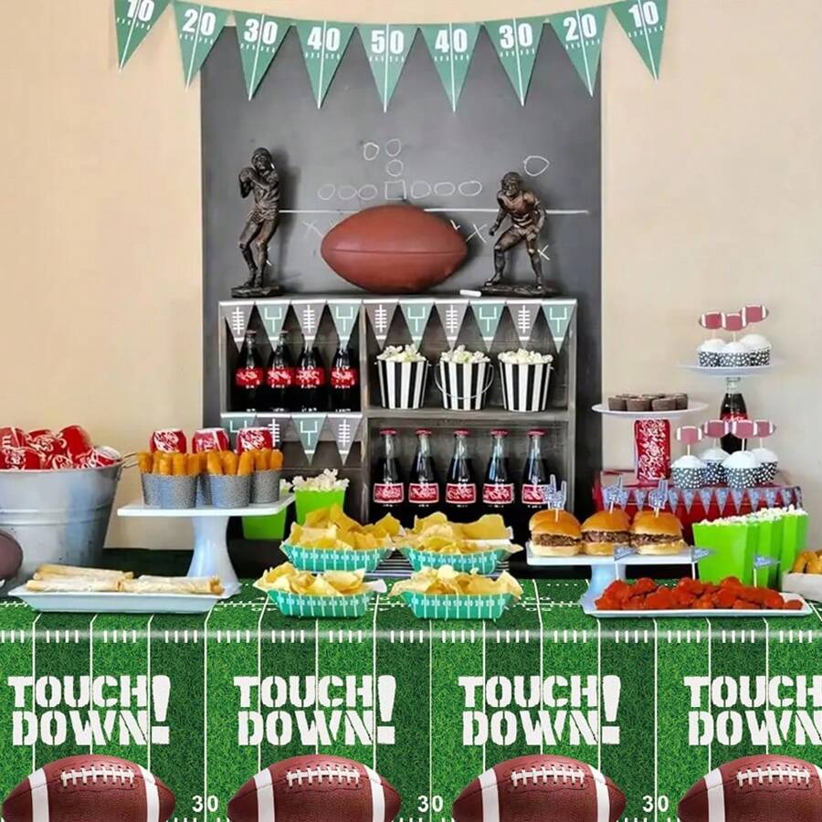 1Pc, Football Tablecloth, Rectangle Football Table Cover Plastic ...