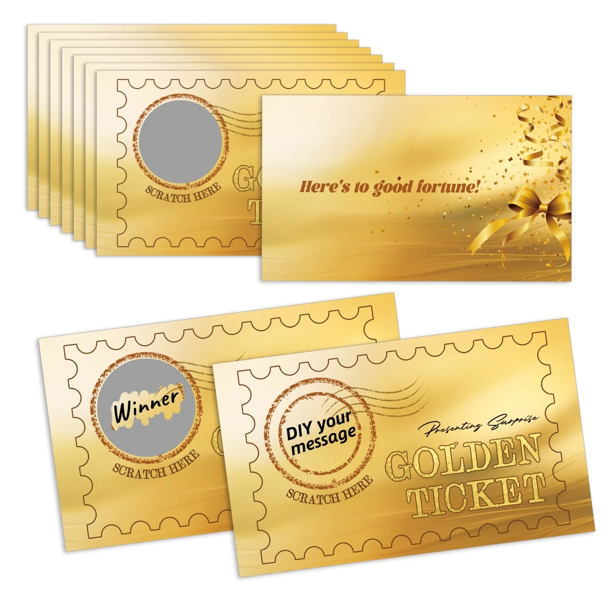 30pcs Gold Scratch Cards Tickets DIY Scratch Off Stickers, Coupons Card ...