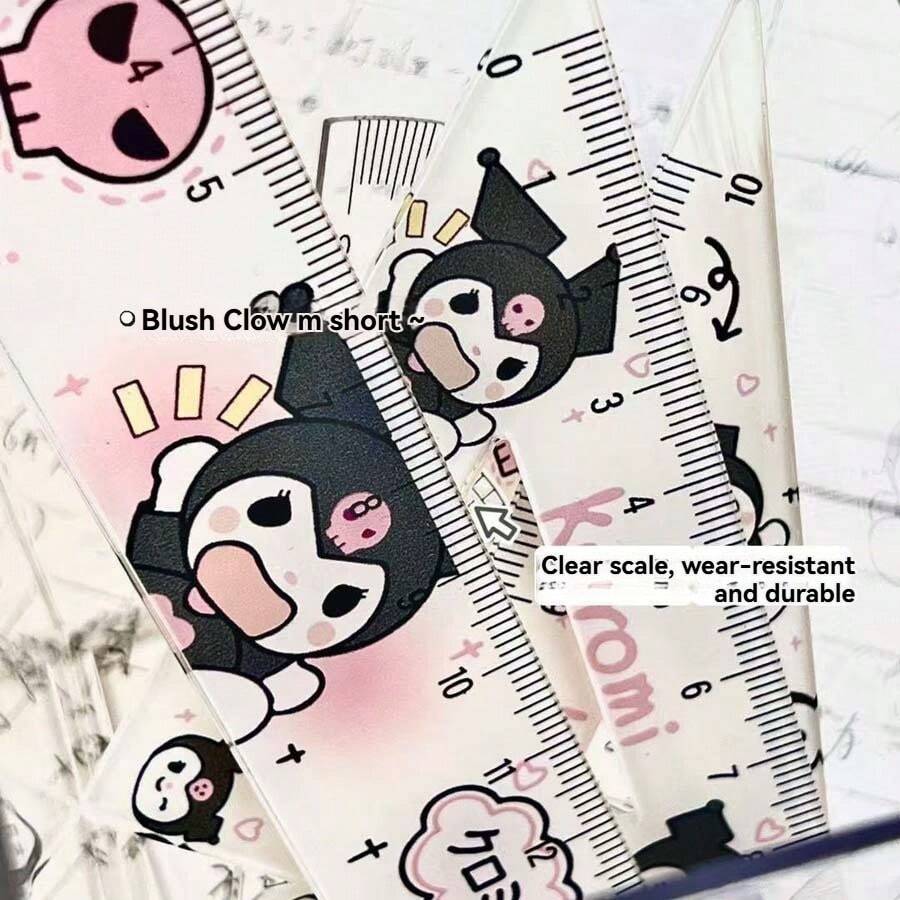 Pacha Dog Kulomi Transparent Ruler KT Cat Acrylic Student Ruler Set ...