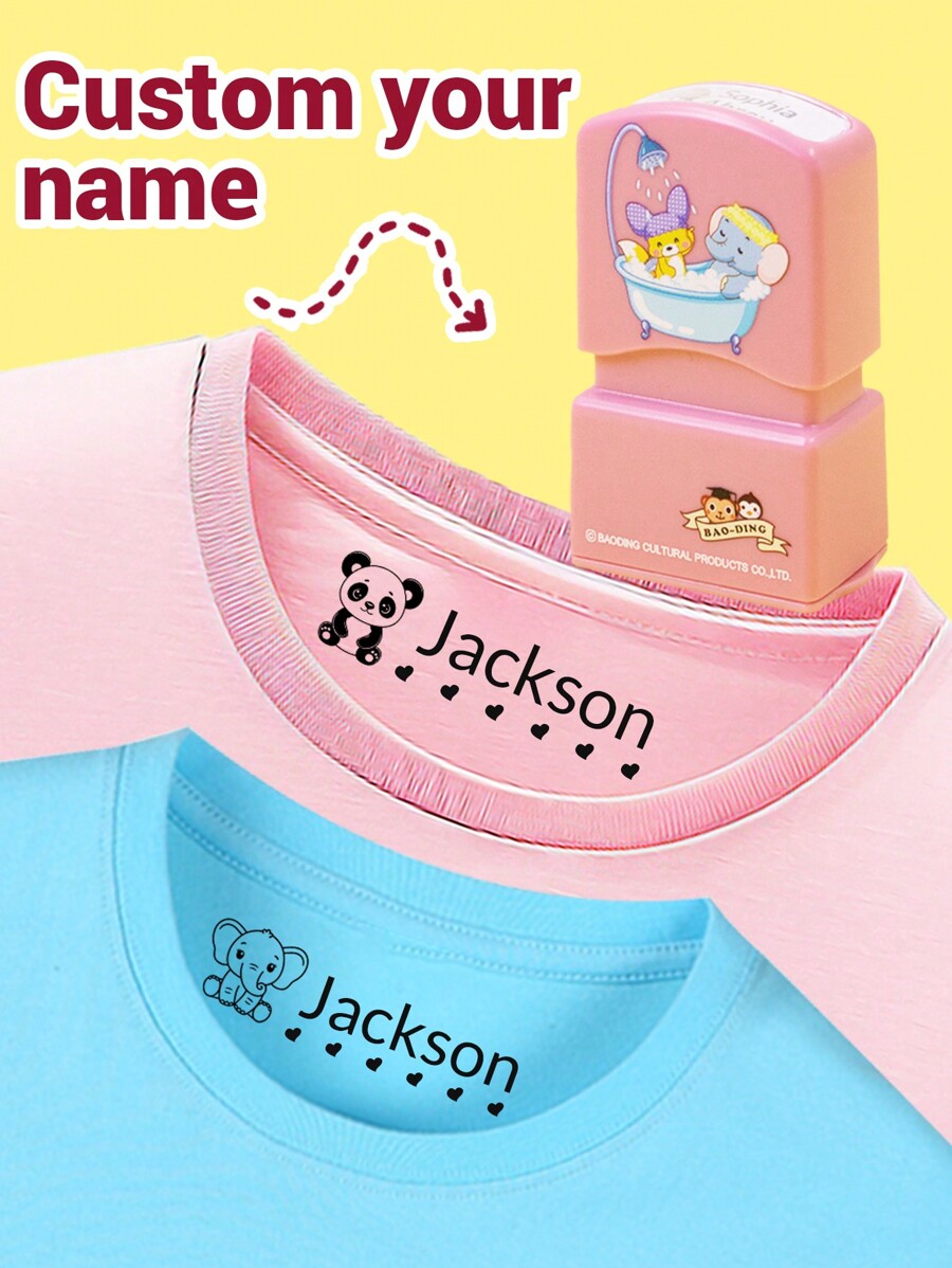 1pc Custom Name Signature Stamp For Kids, Cartoon Pattern Name Stamps ...