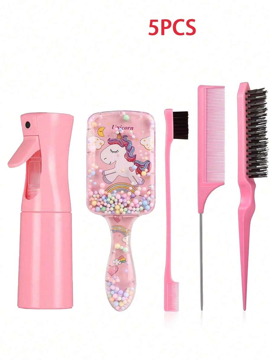 5pcs/Set Knot Hair Brush Kit, (6.8oz/200ml) Continuous Fine Mist Spray ...
