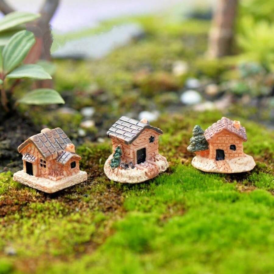 5Pcs Mini Stone House Resin Decorations For Home And Garden DIY For ...