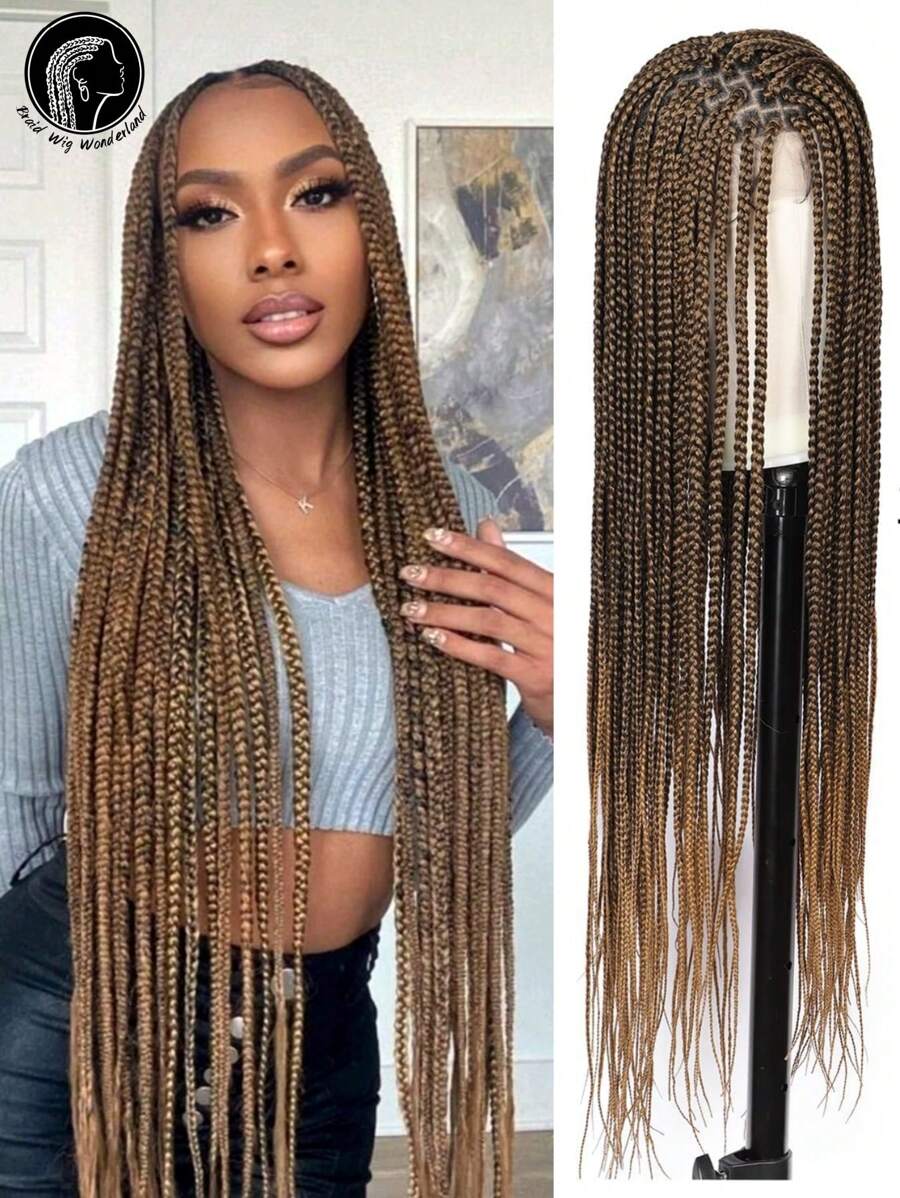 Perruque tressée à front de dentelle double épaisseur pour femmes de 36 ...