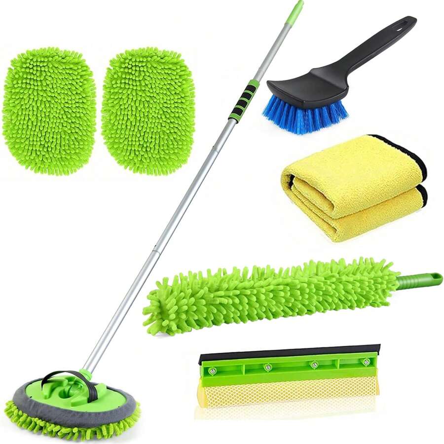 62'' Microfiber Car Wash Brush With Long Handle, Chenille Car Washing ...