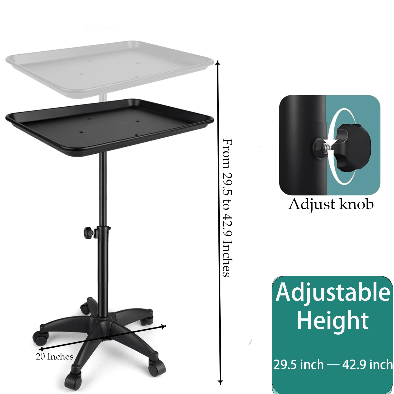 Salon Tray On Wheels Premium Aluminum Tattoo Tray Rolling Trolley ...