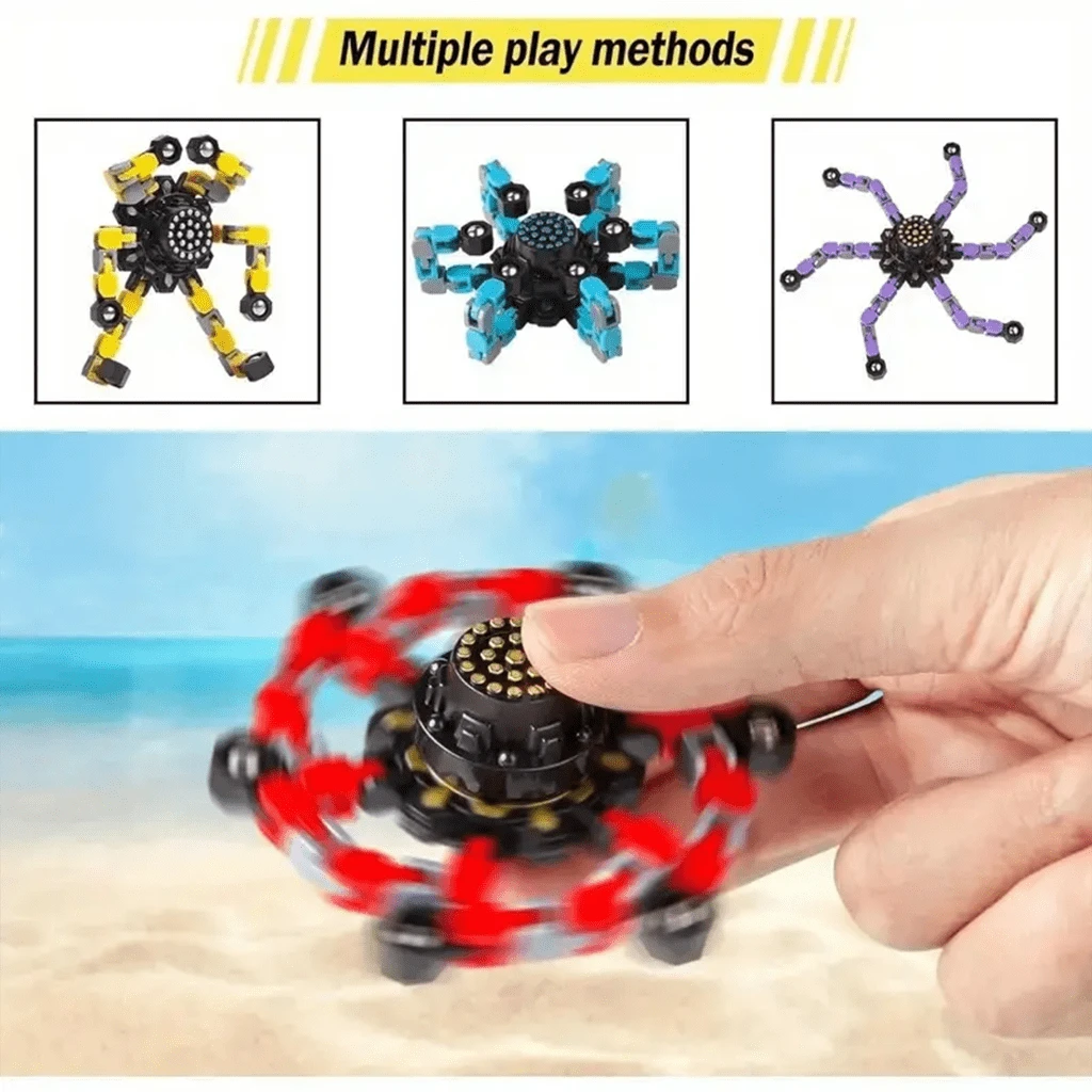 Colorful Glowing Transformable Toys Finger Spinner, Light-Up Deformable ...