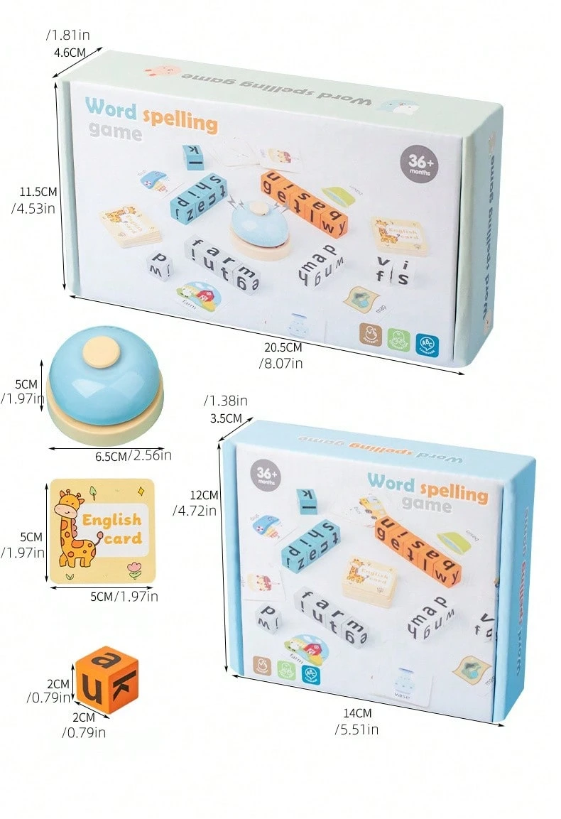 1 Set 3-6 Years Old Kids English Word Spelling Learning Toy, Multi ...