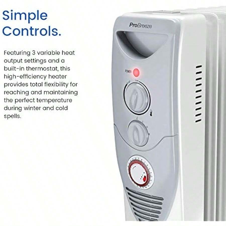 2500W Oil Filled Radiator 11 Fin Portable Electric Heater - Timer 3 ...