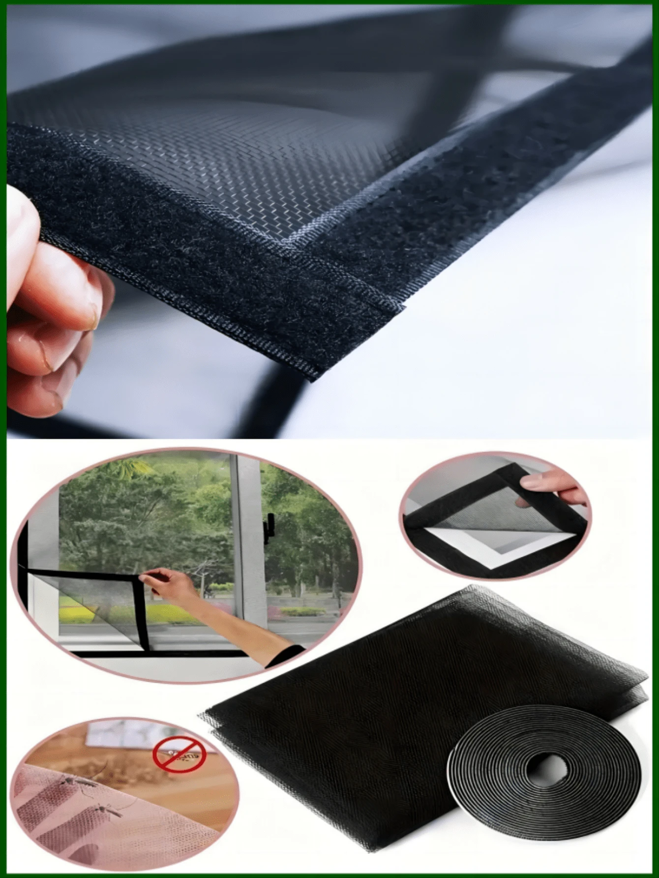 A Black Self-Adhesive Window Screen Repellent Mosquito Fly Screen, DIY ...