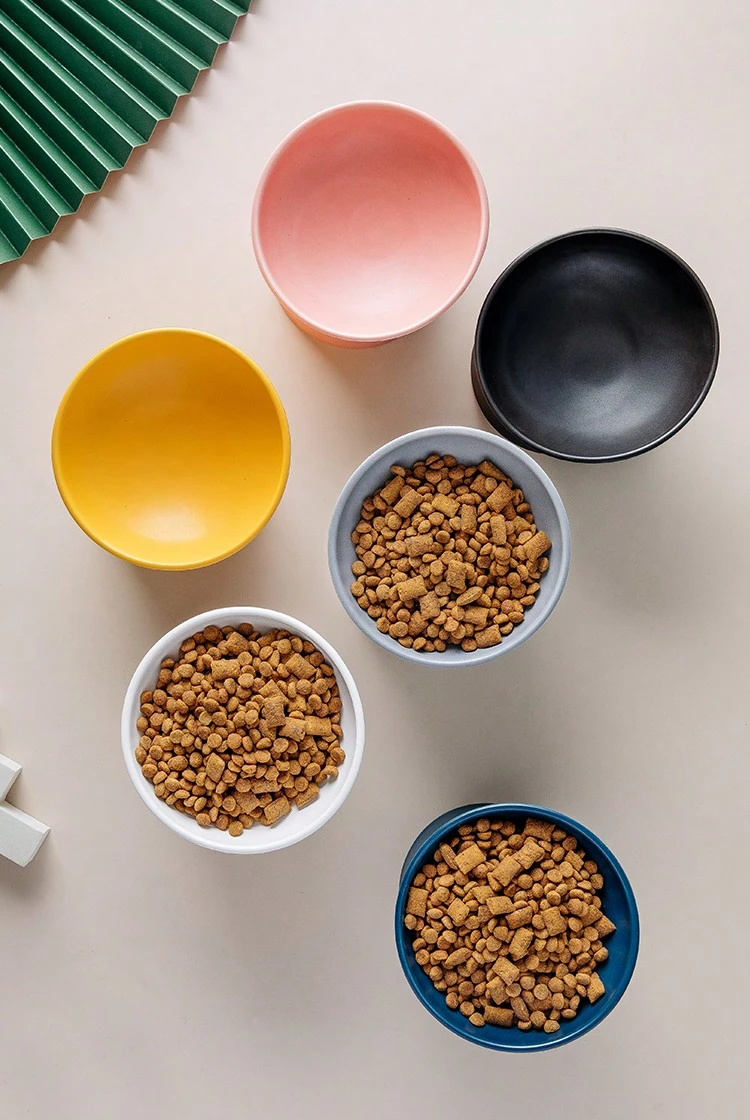 Holing-Free Ceramic Pet Bowl, Wide-Mouth Angled Bowl For Cats To ...
