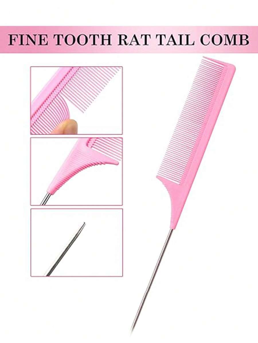 6pcs Hair Comb Set, Edge Brush Bristle Brush, Mouse Tail Comb Teasing ...