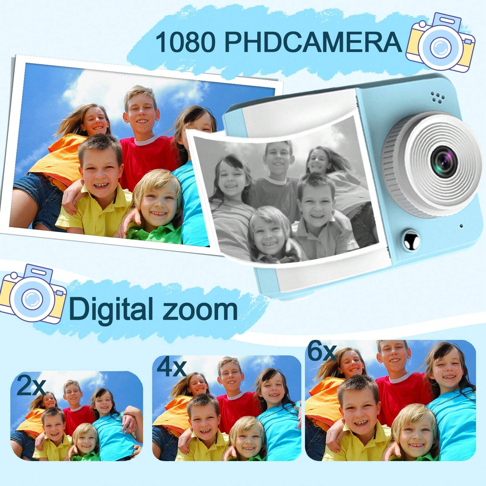 Kids Camera Instant Print, Selfie Digital Camera For Kids With Print ...