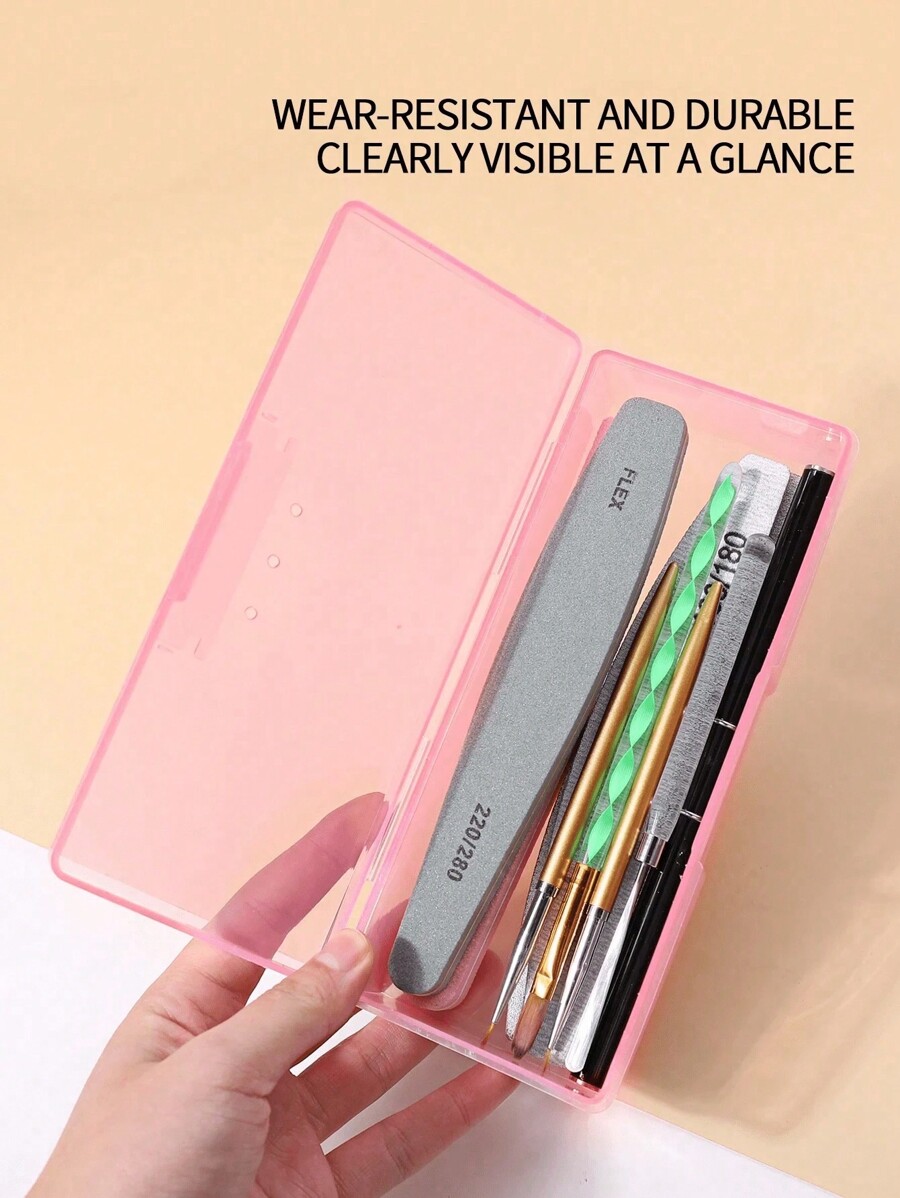 Nail Tool Storage Box With Nail Files, Pens And Sponge, Light Therapy ...