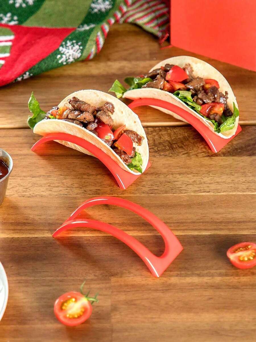 1/3/5pcs Plain Taco Stand, Red Plastic Taco Holder Rack,Burrito Stand ...