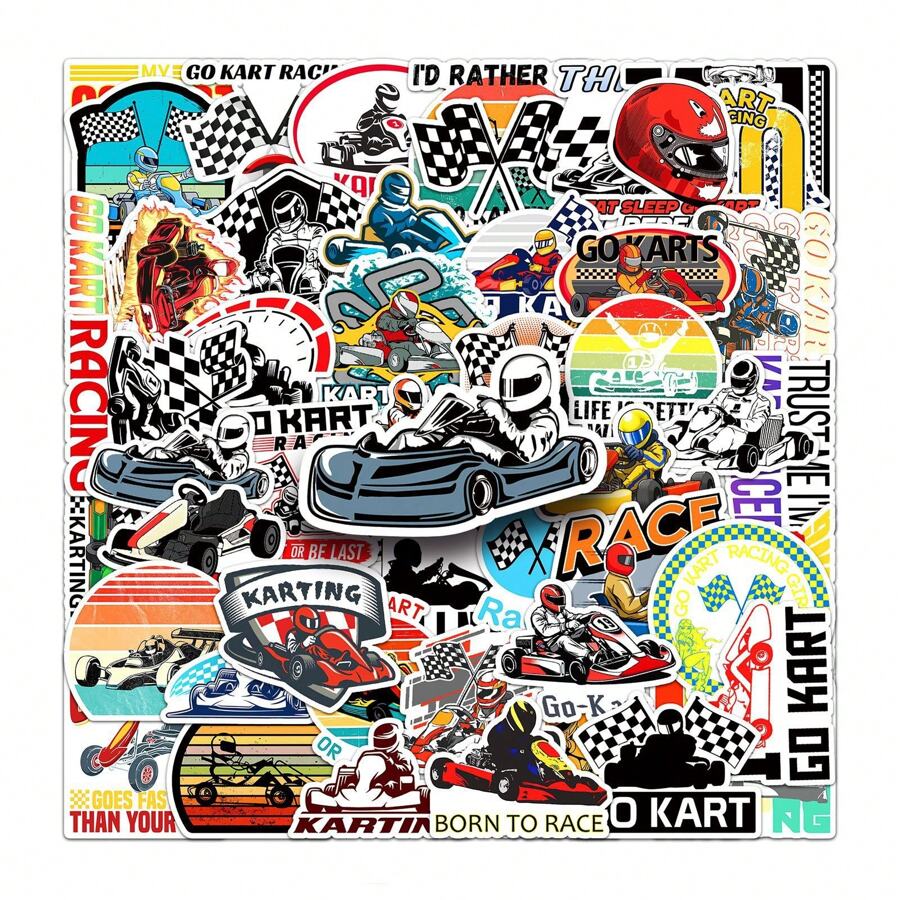 50PCS Kart Car Stickers Racing Stickers Vehicle Stickers Racing Decals ...