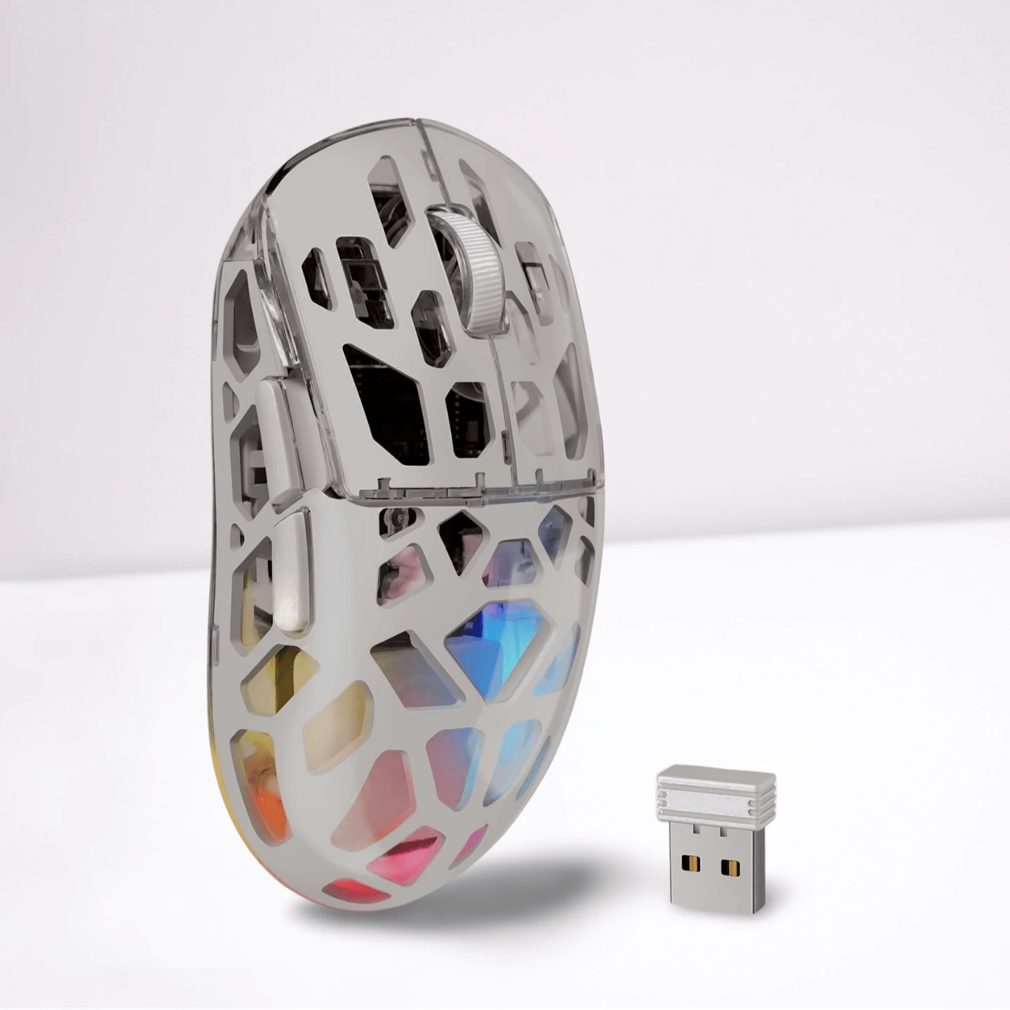 Wireless Gaming Mouse With Transparent Honeycomb Shell, Tri-Mode 2.4G ...