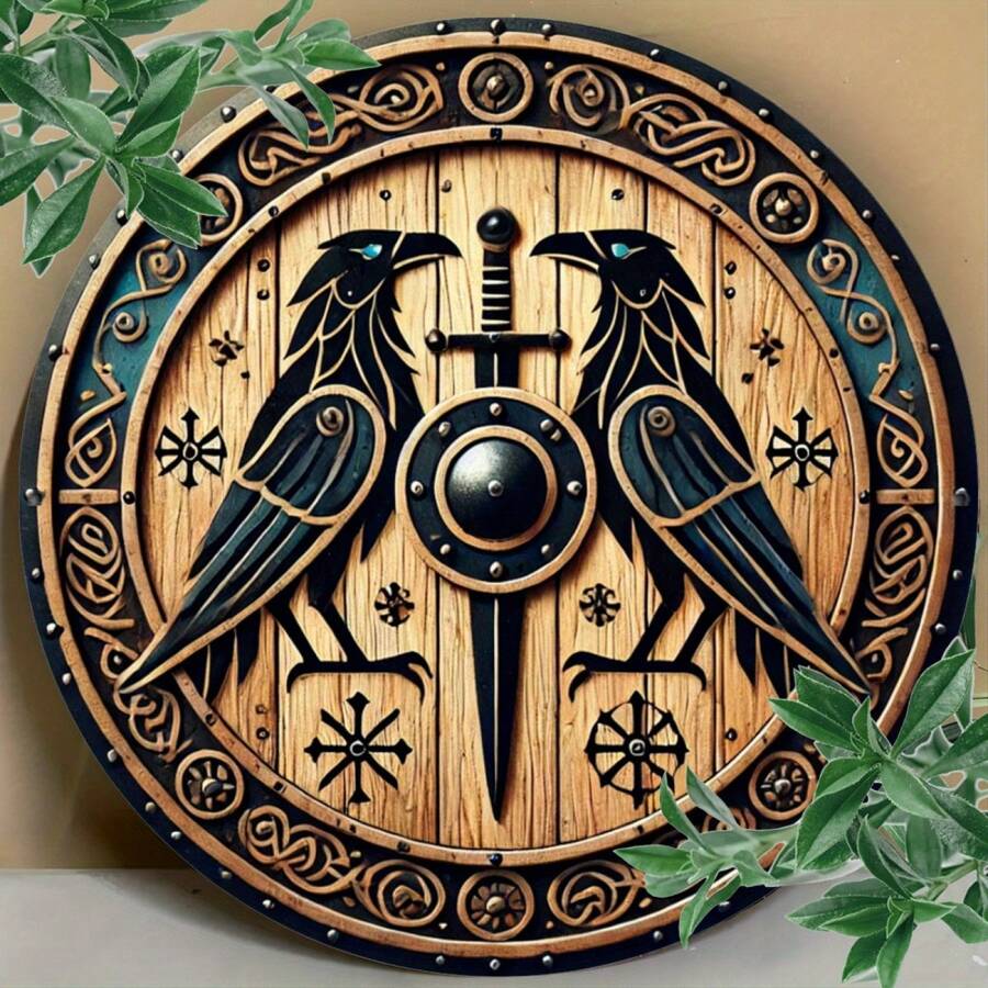 Easy-Hanging Viking Shield Wall Decor - Suitable For Man Cave Parties ...