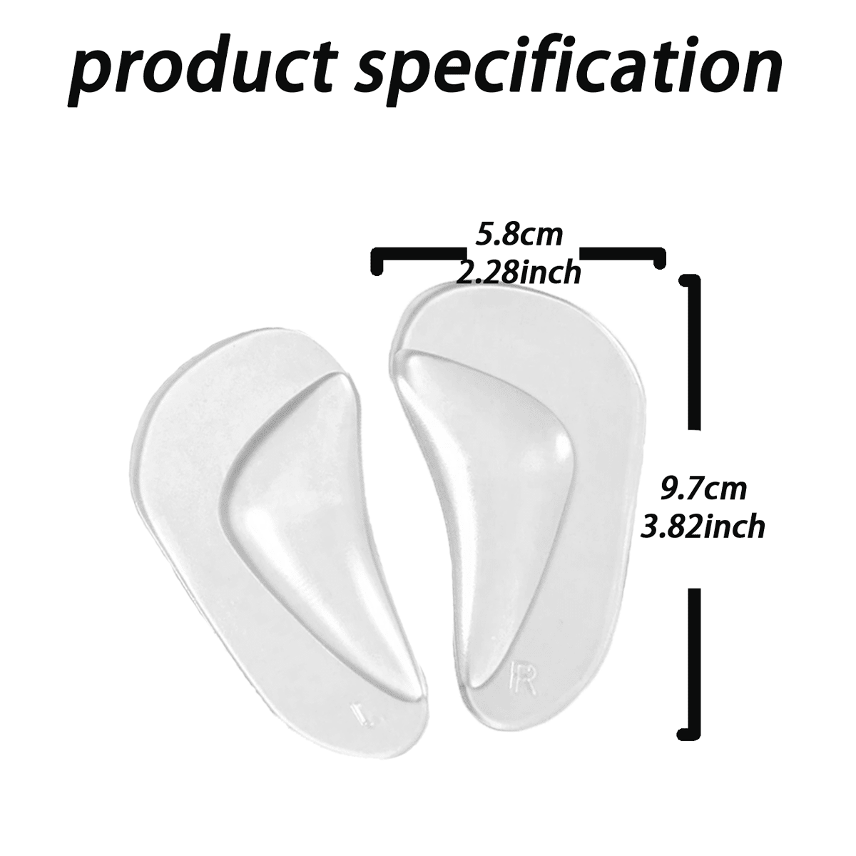 Comfortable Arch Support Silicone Shoe Insoles, Unisex Sticky Arch Pads ...