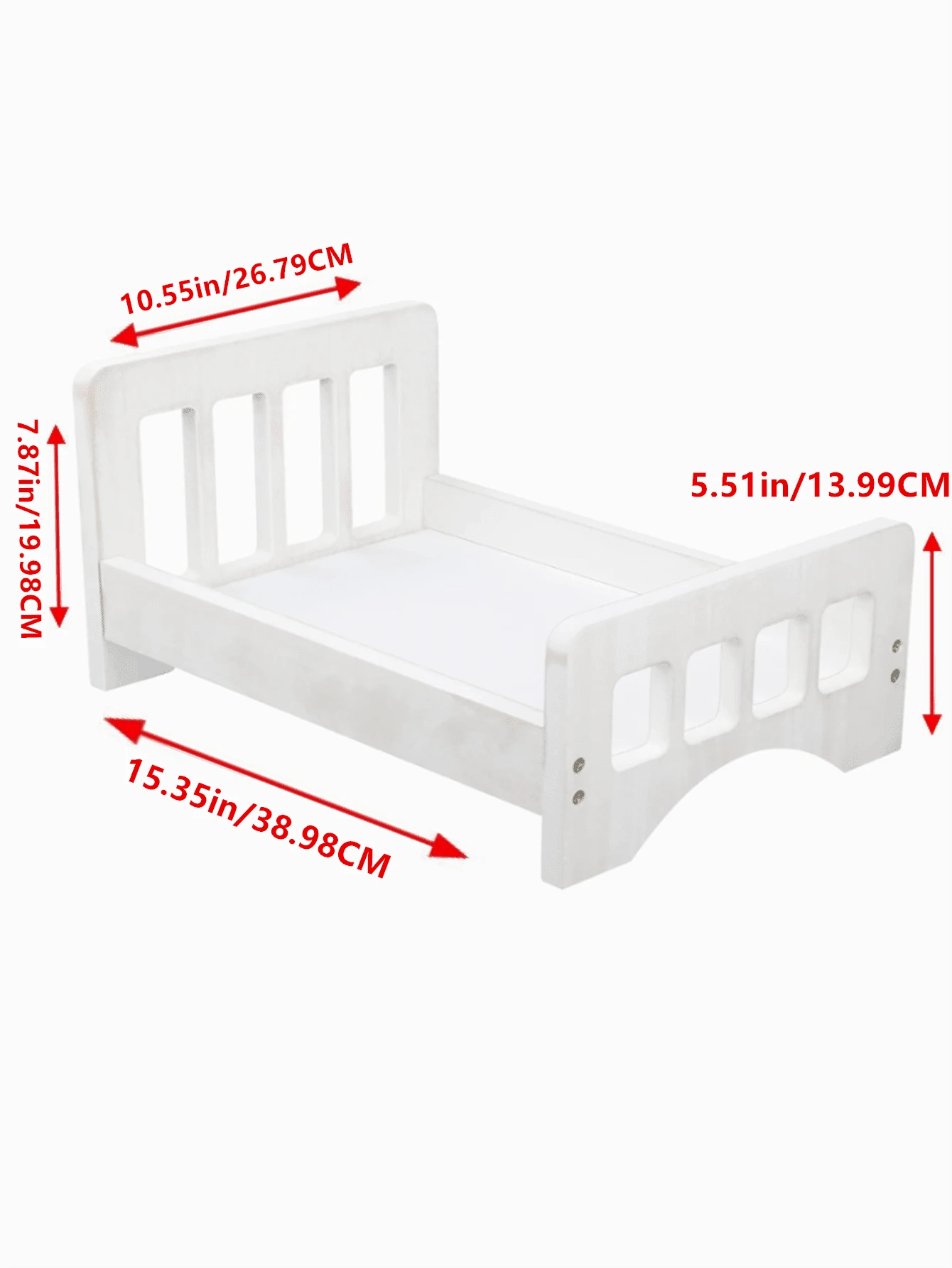 Newborn Photography Props Wooden Bed, Baby Photo Shoot Props, White ...