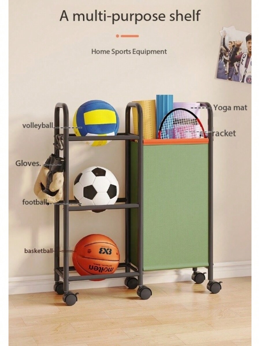 Home Living Room Storage Basket, Home Utility Cart Badminton Yoga Mat ...