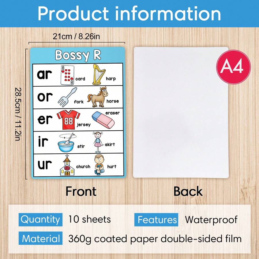 10 English Phonics Poster Language Arts Charts For Kids Toddler ...