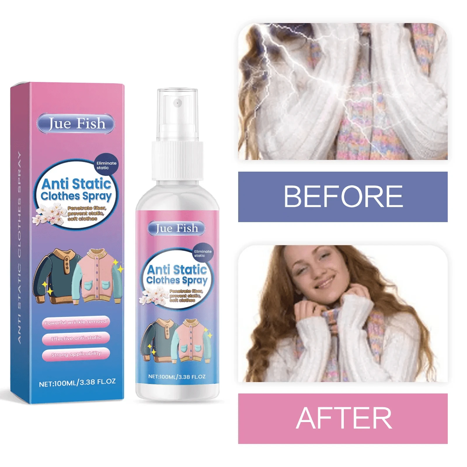 Anti-Static Clothing Spray, Softening, Wrinkle Reducing, Smooth Fabric ...