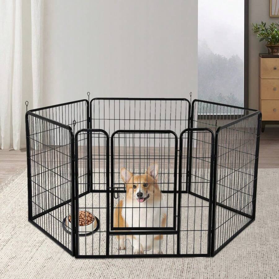 Caja para perros Parc Chien 6 paneles - Metal - Negro - 80 cm | Mode de ...