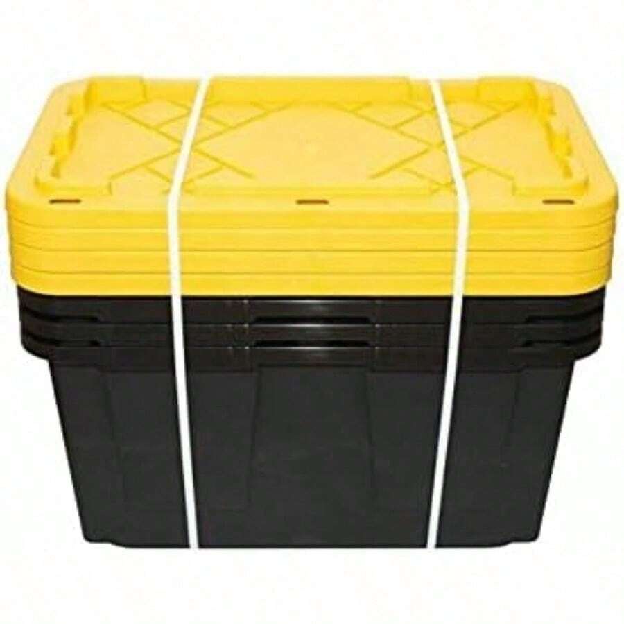 GREENMADE Extra Strong 27 Gallon, Black And Yellow Storage Bin (4pack ...
