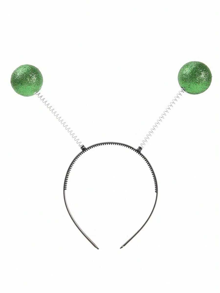 1pc Trending Alien Foam Gold Powder Ball Headband, Silver & Green ...