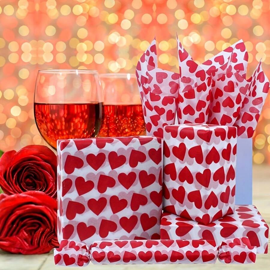 10 Pack Red Heart Tissue Paper, Non-Electric Wrapping Paper For Gifts ...