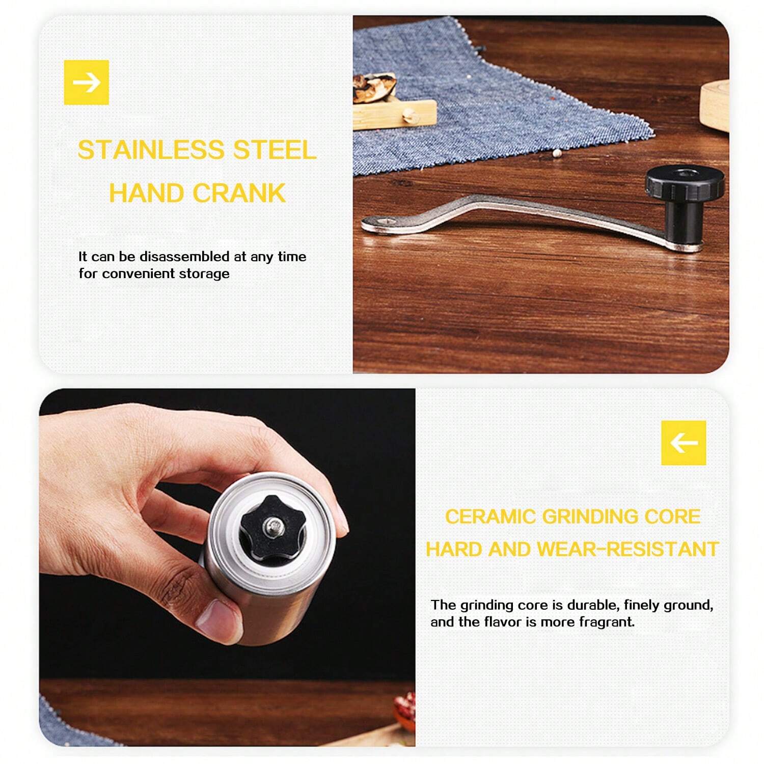 Stainless Steel Manual Coffee Grinder, Home Use Hand-Cranked Coffee ...