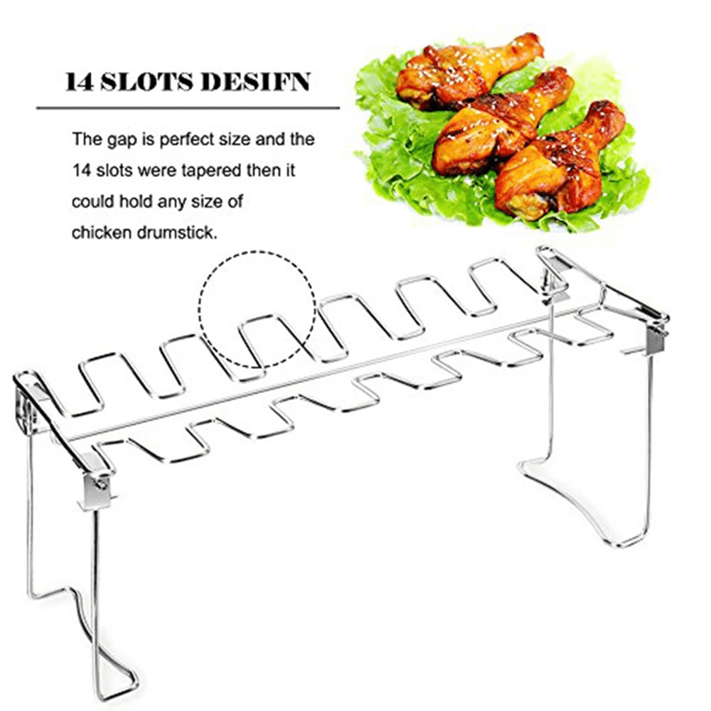 Chicken Leg And Wing Rack, 14 Slots BBQ Chicken Drumsticks Holder ...