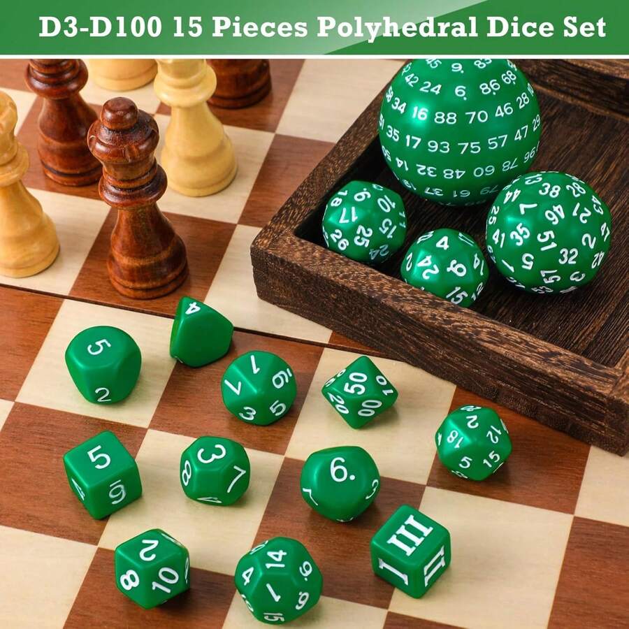 Set di dadi premium da D&D - 15 dadi acrilici multisfaccettati, con ...