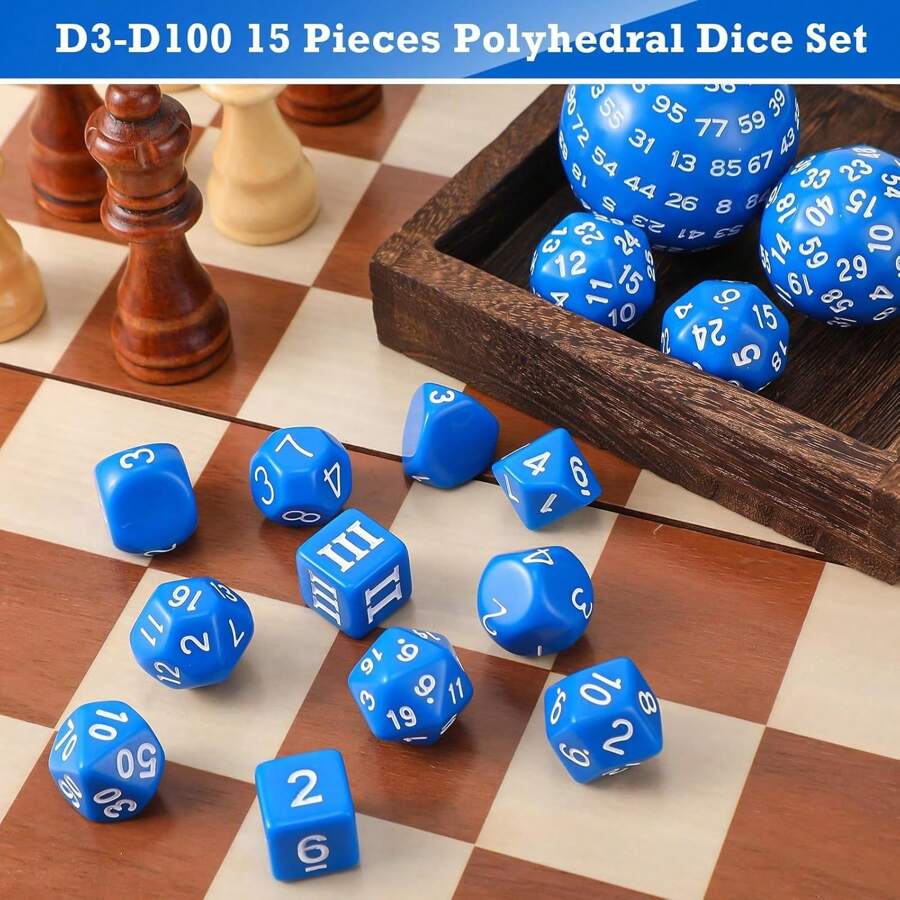 Set di dadi premium da D&D - 15 dadi acrilici multisfaccettati, con ...