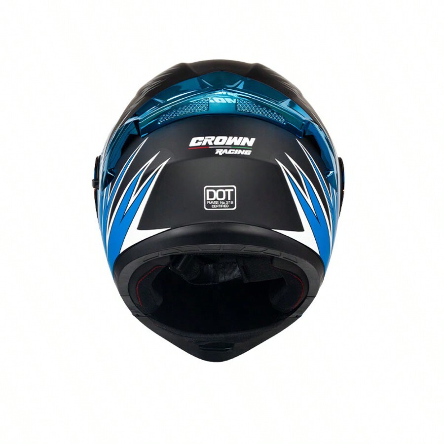 Crown Racing Motorcycle Dual Visor Flip Up Modular Open Face Helmet DOT ...