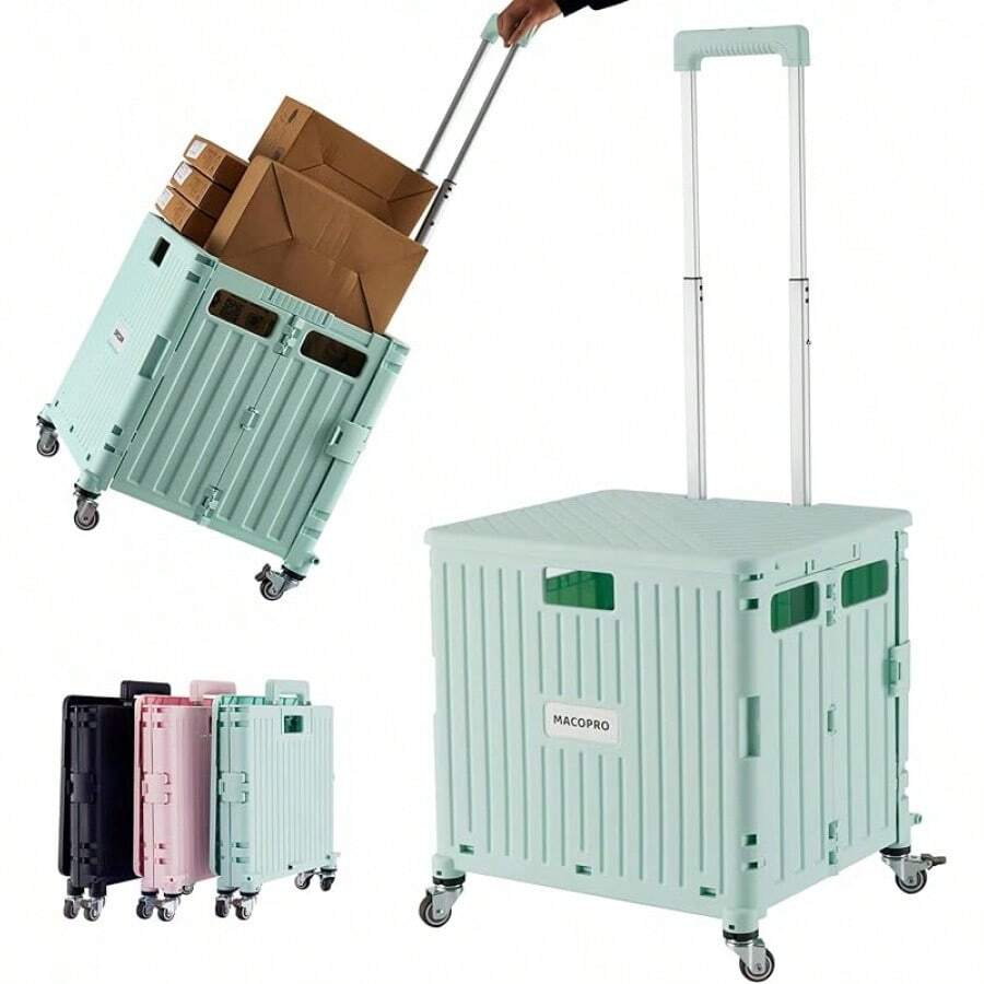Folding Utility Cart Portable Rolling Crate Handcart Shopping Trolley ...