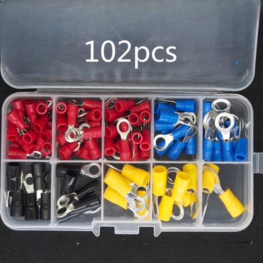 102pcs Insulated Crimp Wire Terminal Kit - Assorted Spade Connectors ...