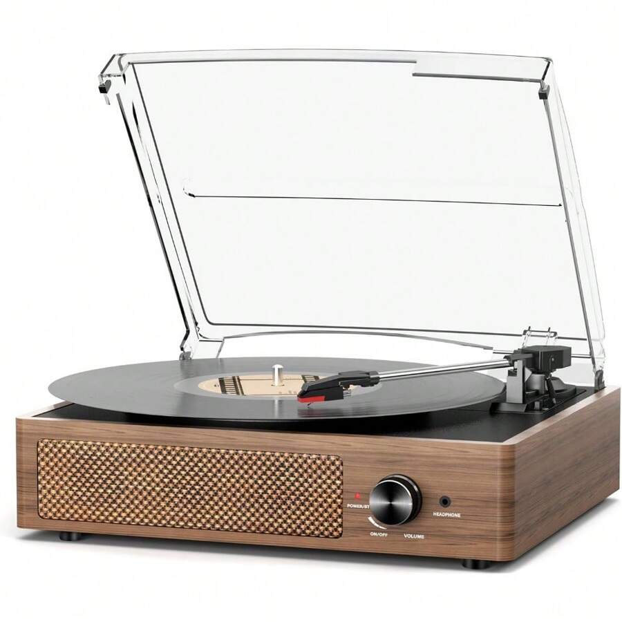 Vinyl Record Player Turntable With Built-In Bluetooth Receiver & 2 ...