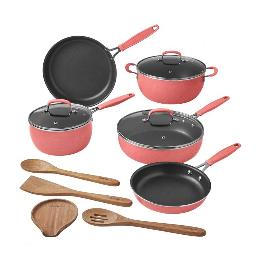 Frontier Speckle 12-Piece Aluminum Cookware Set, Merlot | SHEIN