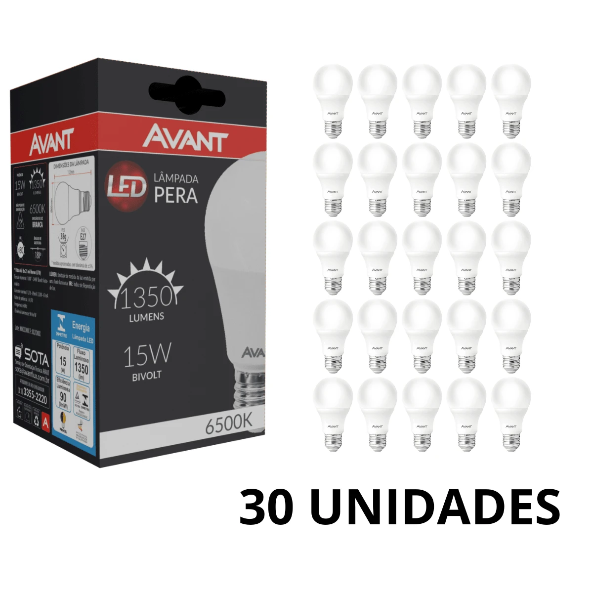 Kit 30 LED Bulbs E27 Socket 15w 6500k Bivolt Cold White | SHEIN USA