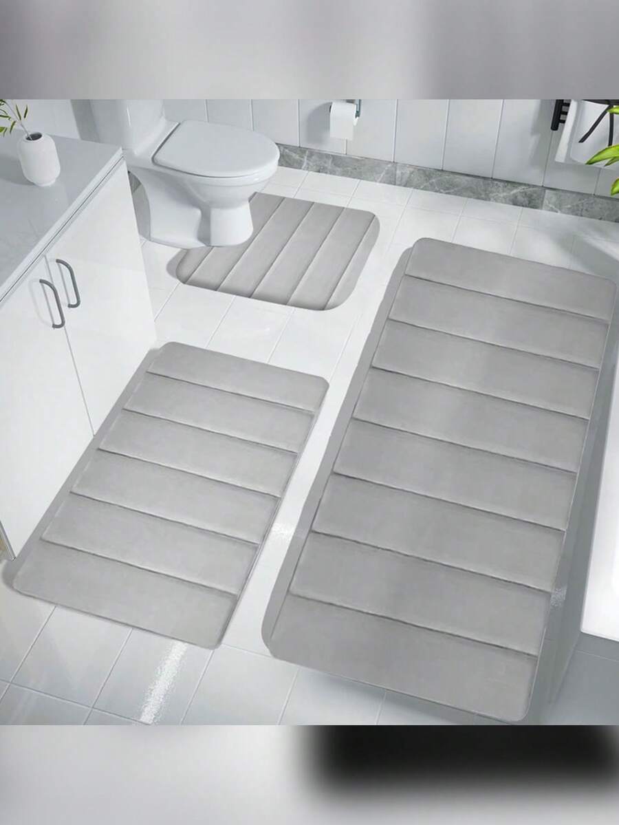 3Piece Non-Slip, Absorbent Bath Mats - Perfect For Your Home Safety And ...