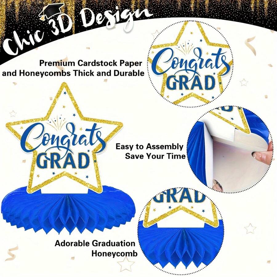 8PCS Class Of 2025 Graduation Party Decorations Blue Congrats Grad ...