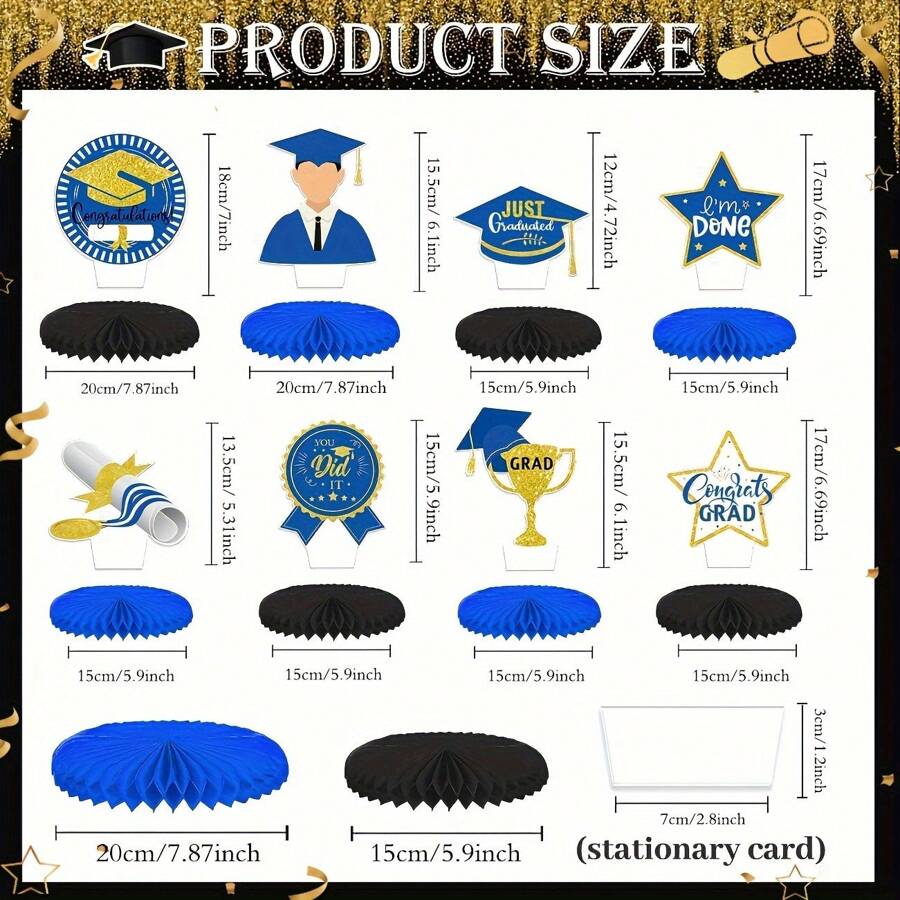 8PCS Class Of 2025 Graduation Party Decorations Blue Congrats Grad ...