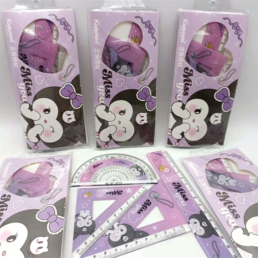 Sanrio Sanrio 4-Piece Cute Cartoon Student Ruler Set: Triangular Ruler ...