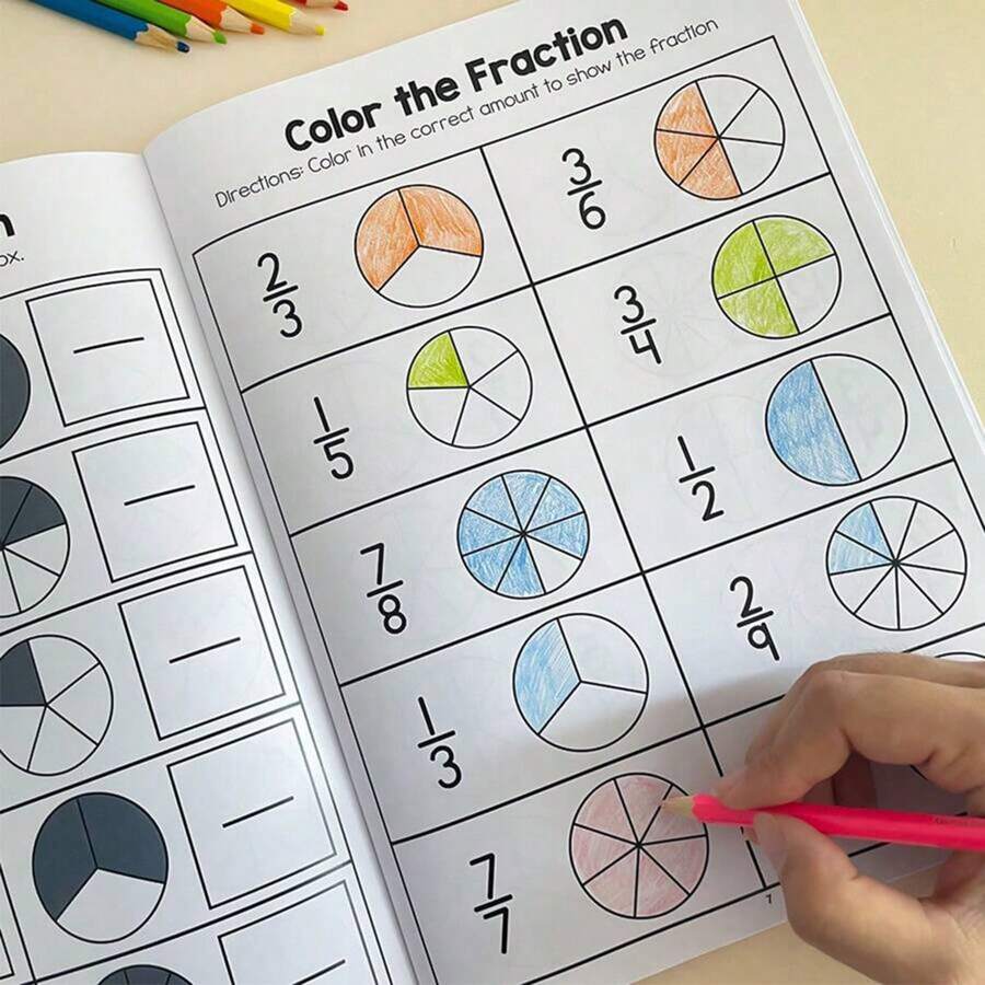 24-Page Fraction Learning Workbook For Kids 6-12 Years - Interactive ...