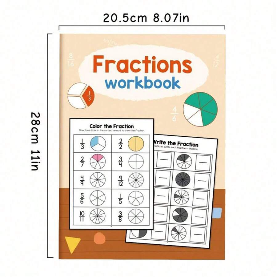 24-Page Fraction Learning Workbook For Kids 6-12 Years - Interactive ...
